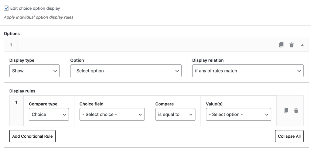 Conditional display | WCB